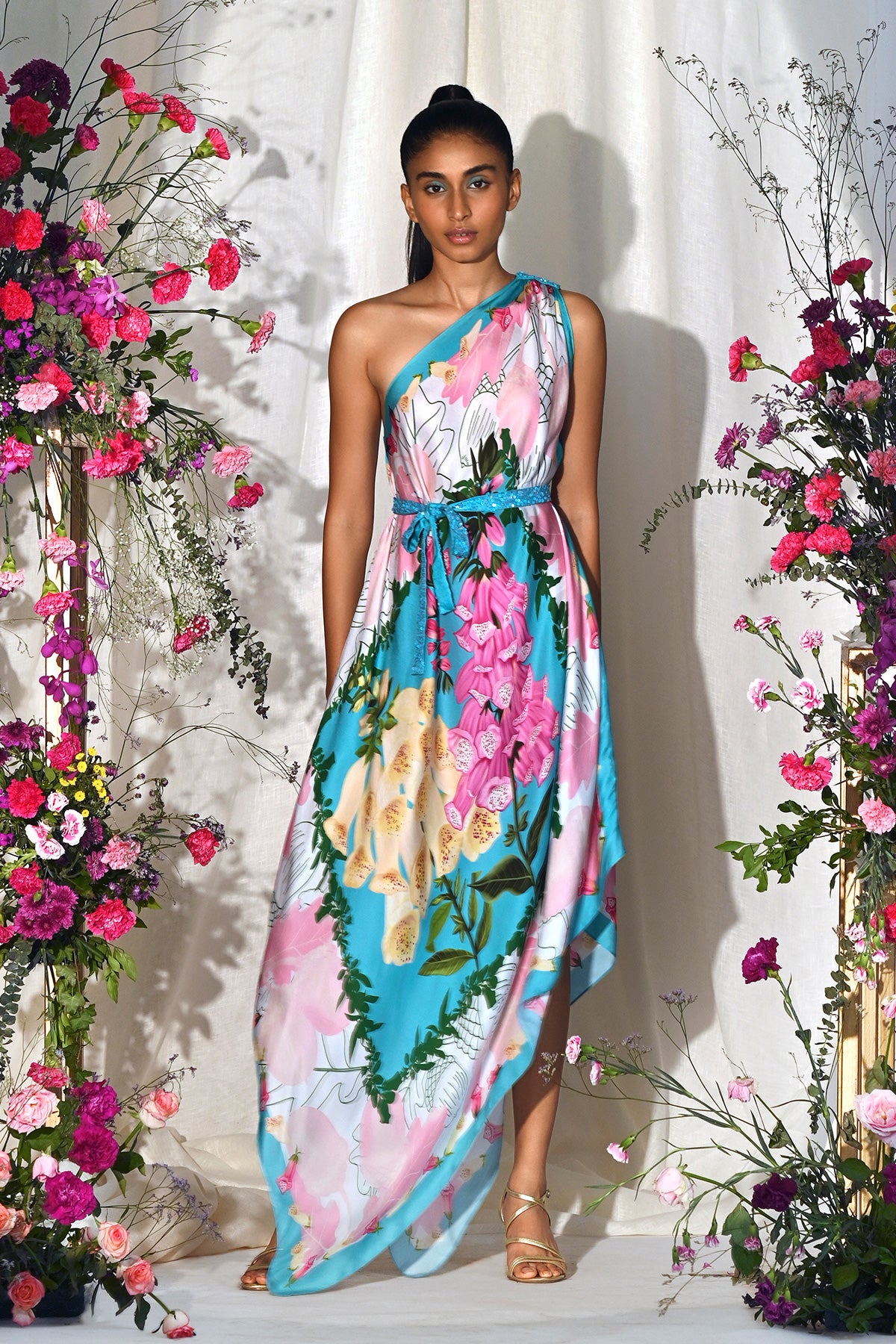 Women's Conscious Aqua Foxgloves Multiway Scarf Dress - Verandah