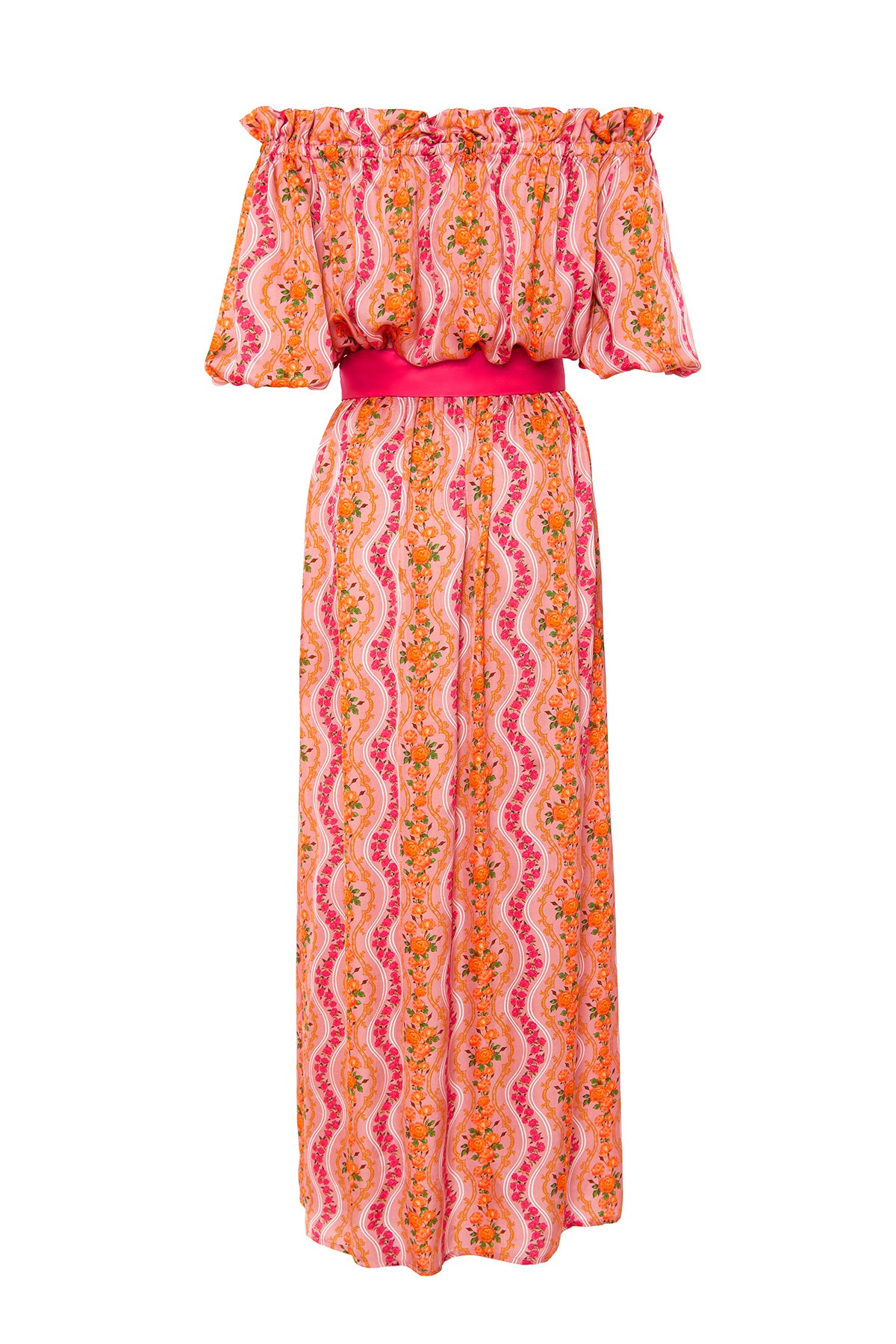 Women's Sustainable Rose Pink Floral Off Shoulder Dress - Verandah